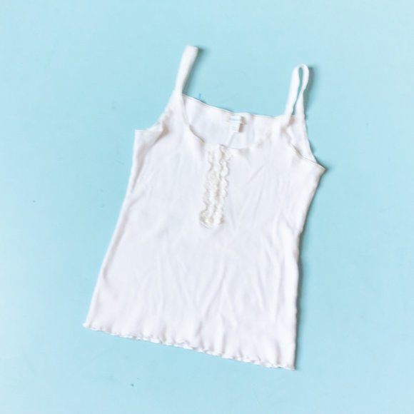 Sundance | Tops | Sundance Bright White Ribbed Knit Ruffle Lace Button ...